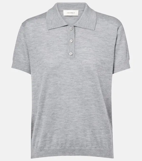 LISA YANG Nai Knitted Cashmere Polo Shirt - Grey