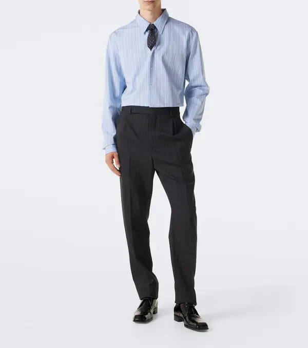 Saint Laurent Cassandre Striped Cotton Poplin Shirt
