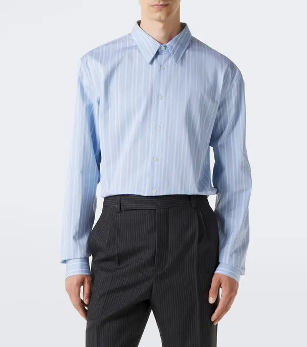 Saint Laurent Cassandre Striped Cotton Poplin Shirt