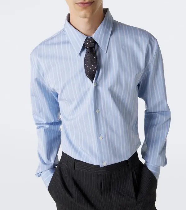 Saint Laurent Cassandre Striped Cotton Poplin Shirt