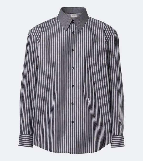 Saint Laurent Cassandre Striped Cotton Poplin Shirt