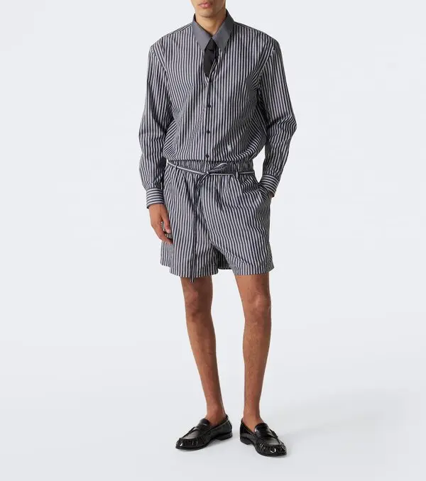 Saint Laurent Cassandre Striped Cotton Poplin Shirt
