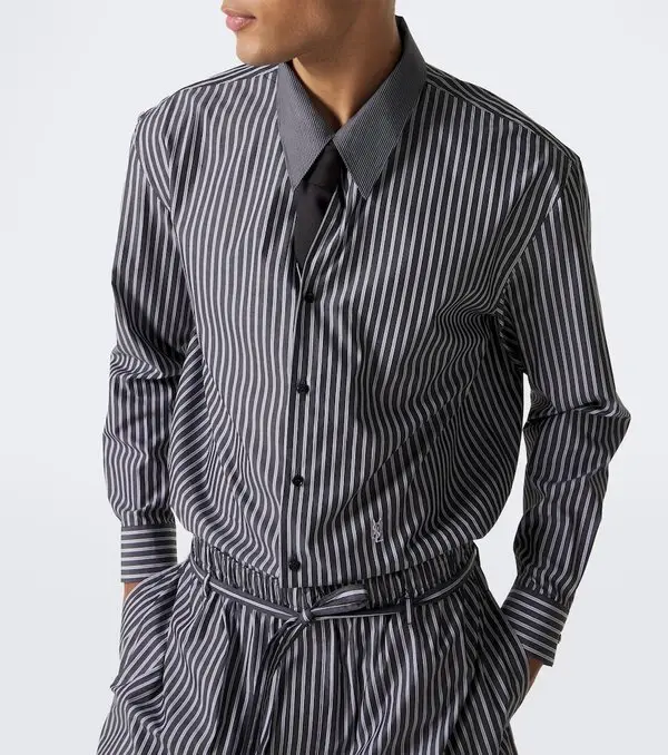 Saint Laurent Cassandre Striped Cotton Poplin Shirt