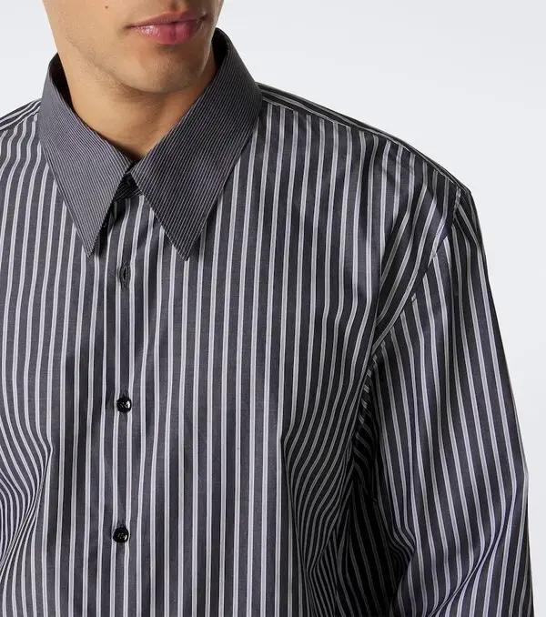 Saint Laurent Cassandre Striped Cotton Poplin Shirt