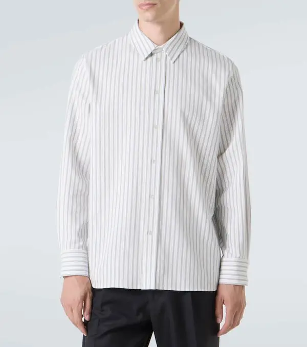 Saint Laurent Cassandre Striped Cotton Poplin Shirt - White
