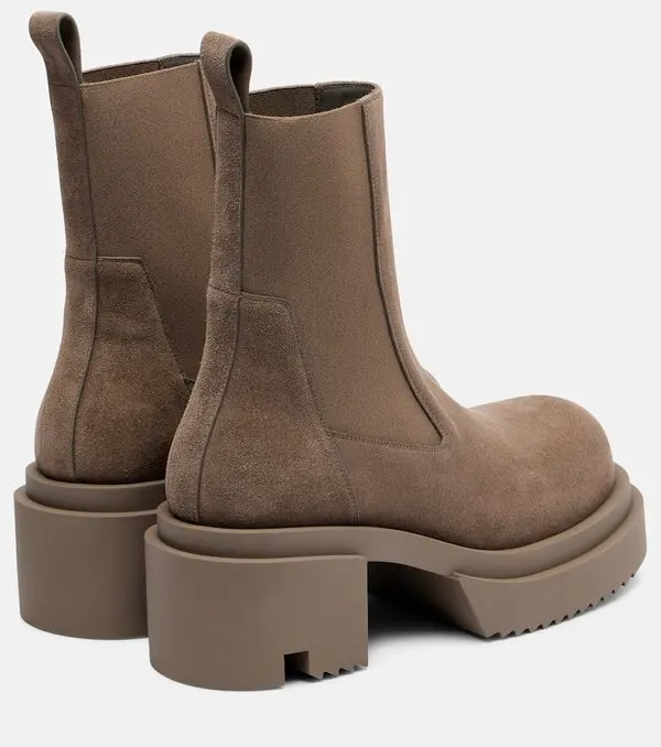 Rick Owens Beatle Suede Platform Chelsea Boots - Brown