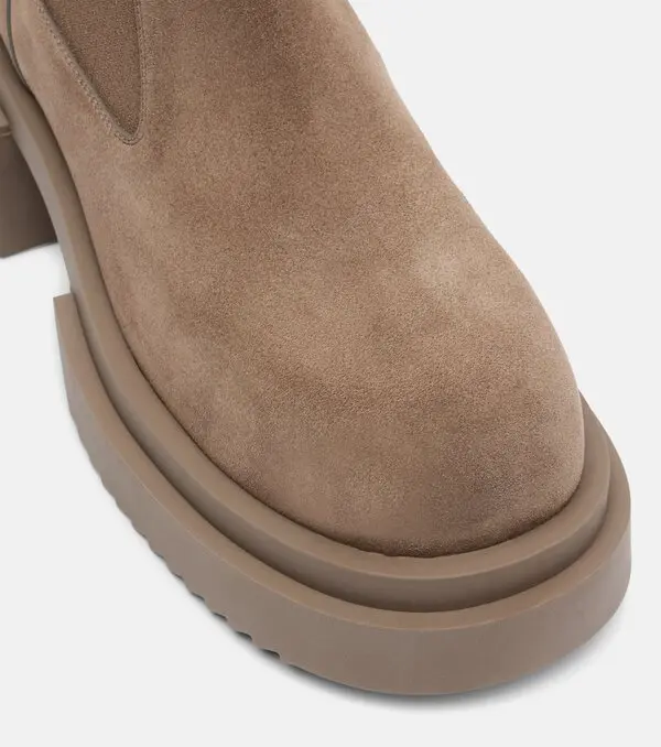 Rick Owens Beatle Suede Platform Chelsea Boots - Brown