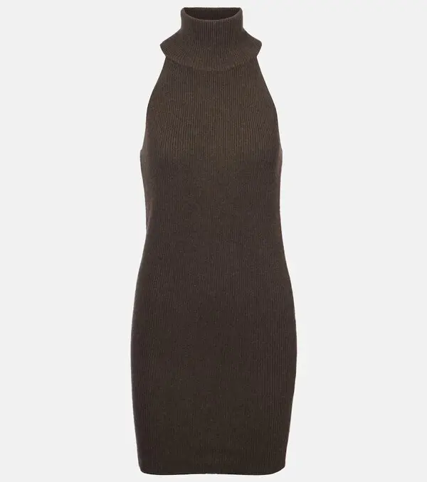 LISA YANG Lisa Cashmere Turtleneck Mini Dress - Brown