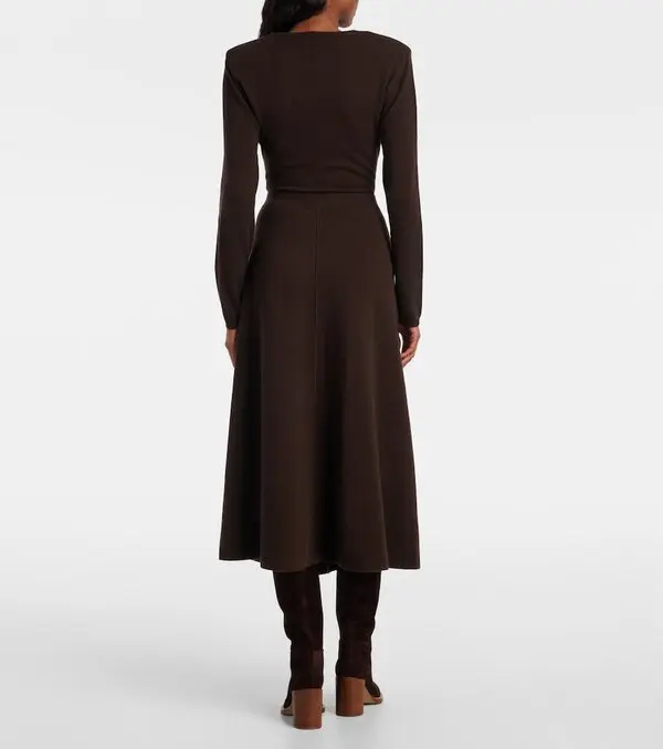 Jardin Des Orangers Midi Skirt In Wool And Cashmere - Brown