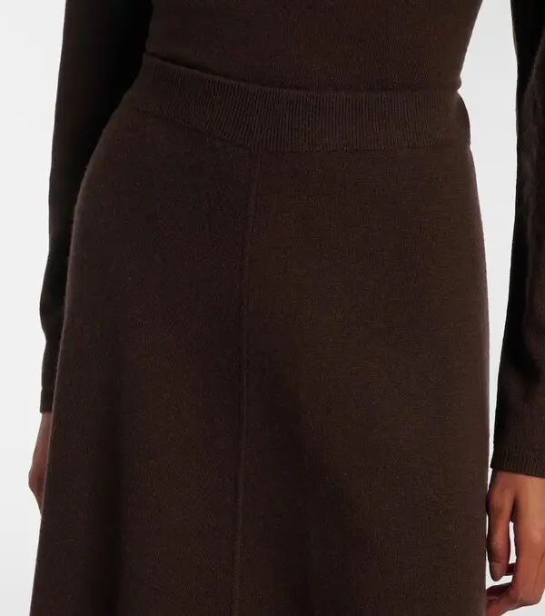 Jardin Des Orangers Midi Skirt In Wool And Cashmere - Brown