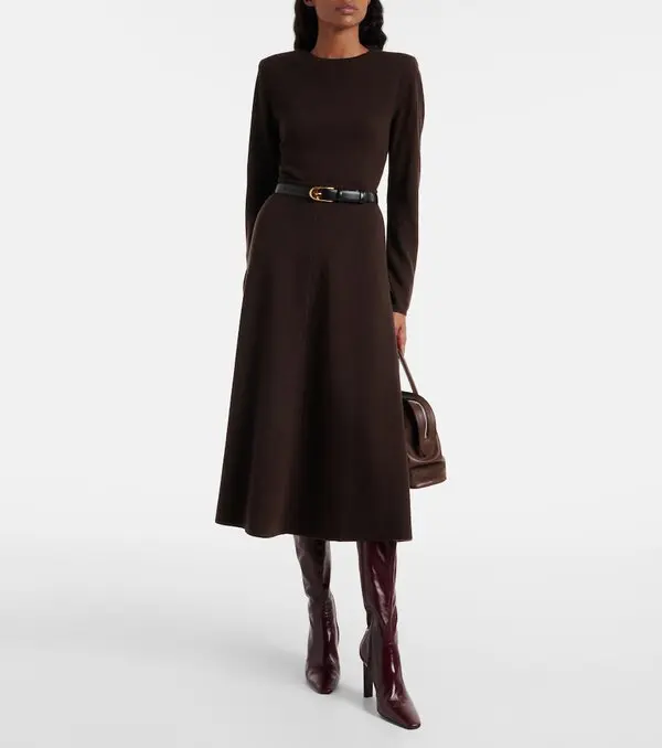 Jardin Des Orangers Midi Skirt In Wool And Cashmere - Brown