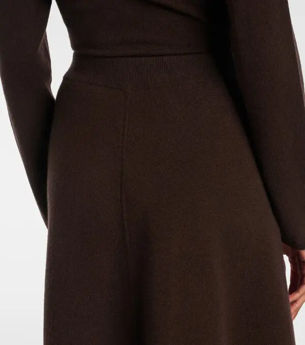 Jardin Des Orangers Midi Skirt In Wool And Cashmere - Brown