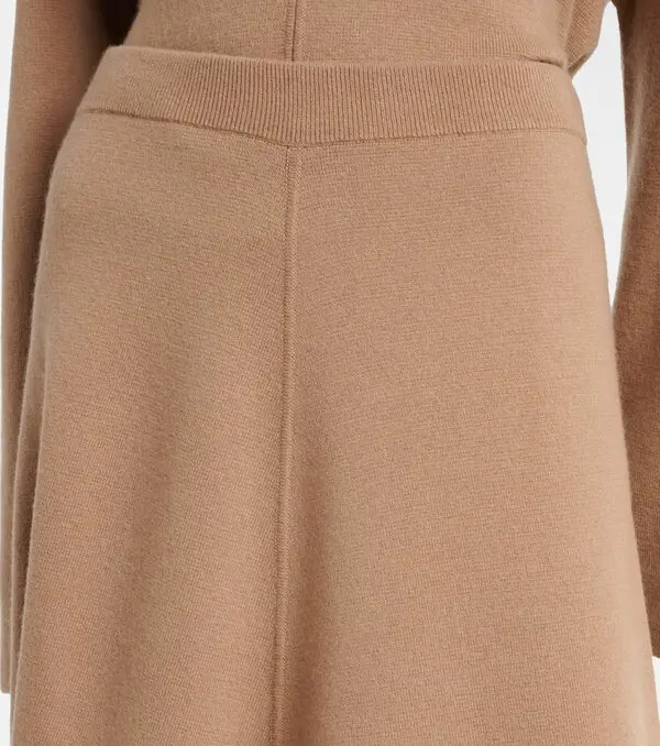 Jardin Des Orangers Midi Skirt In Wool And Cashmere - Brown