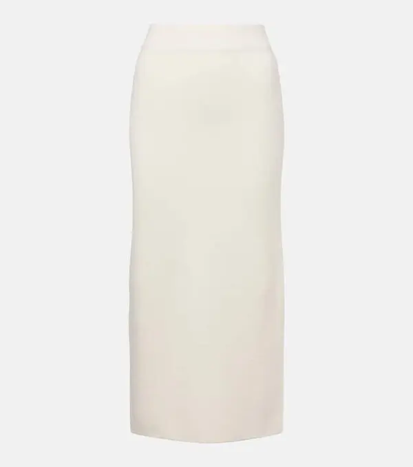 Jardin Des Orangers Wool And Cashmere Midi Skirt - White