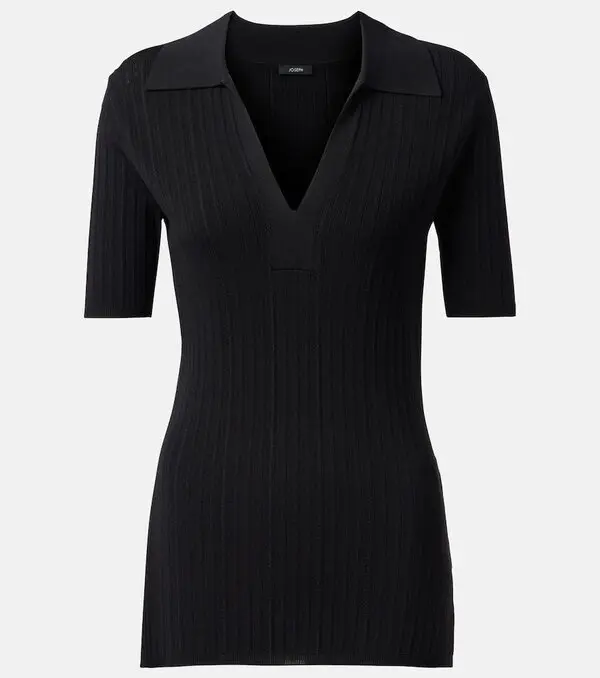 JOSEPH Ribbed-knit Polo Shirt