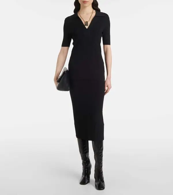 JOSEPH Ribbed-knit Polo Shirt