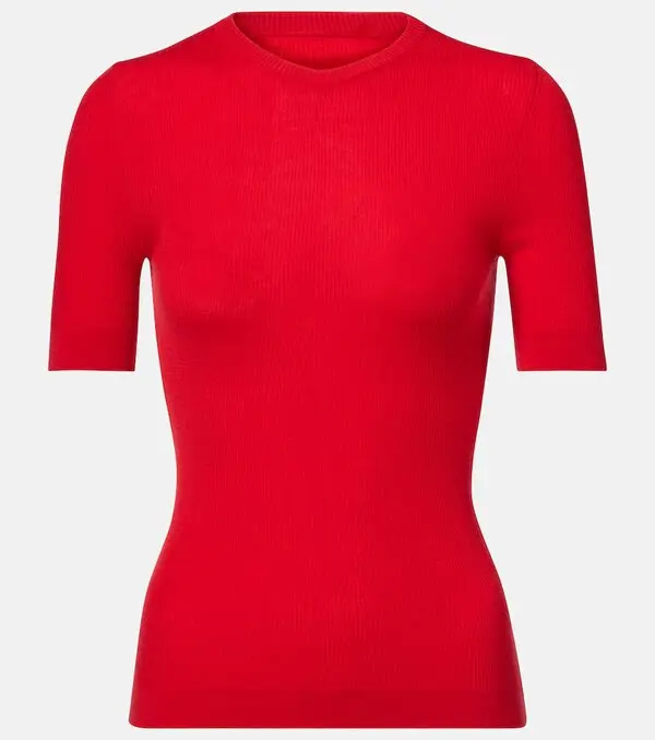 Khaite Celina Ribbed-knit Wool-blend Top - Red