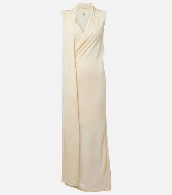 TOTEME Draped Scarf-detail Jersey Wrap Dress - White