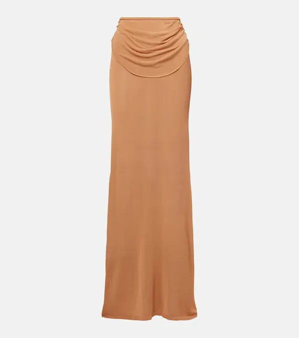 AYA MUSE Draped Semi-sheer Maxi Skirt - Beige