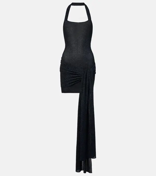 AYA MUSE Gathered Lamé Minidress - Blue