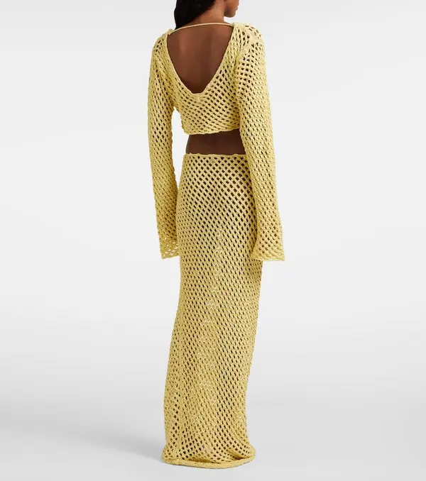 BANANHOT Magen Crochet Cotton-blend Crop Top - Yellow