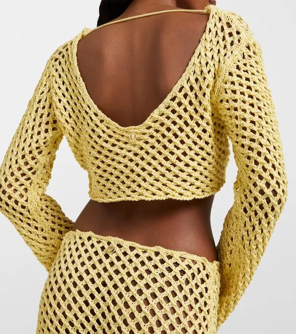 BANANHOT Magen Crochet Cotton-blend Crop Top - Yellow
