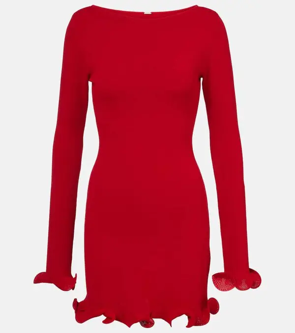 SAME Ruffled Knitted Minidress