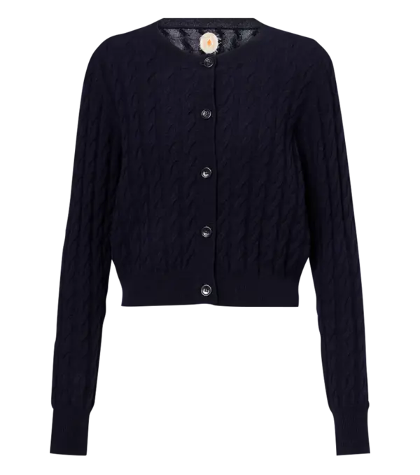 Jardin Des Orangers Cable-knit Wool And Cashmere Cardigan - Blue