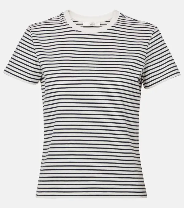 FRAME Striped Organic Cotton T-shirt - Black