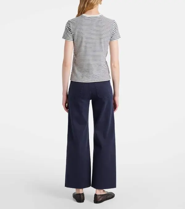 FRAME Striped Organic Cotton T-shirt - Black