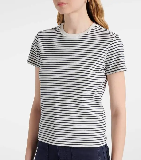 FRAME Striped Organic Cotton T-shirt - Black