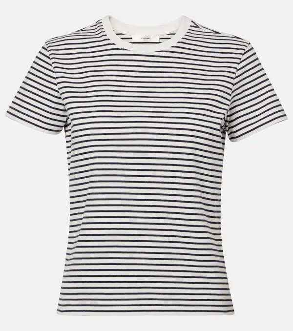FRAME Striped Organic Cotton T-shirt - Black