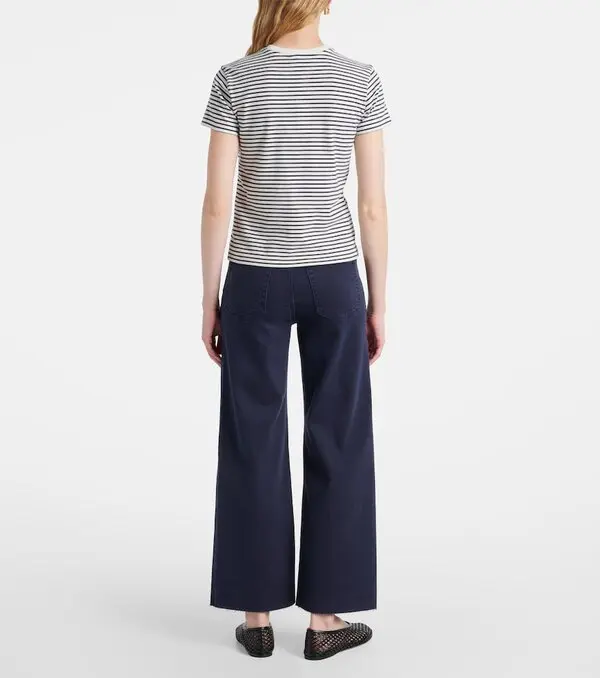 FRAME Striped Organic Cotton T-shirt - Black