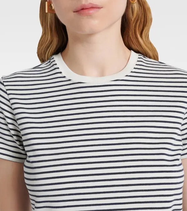 FRAME Striped Organic Cotton T-shirt - Black