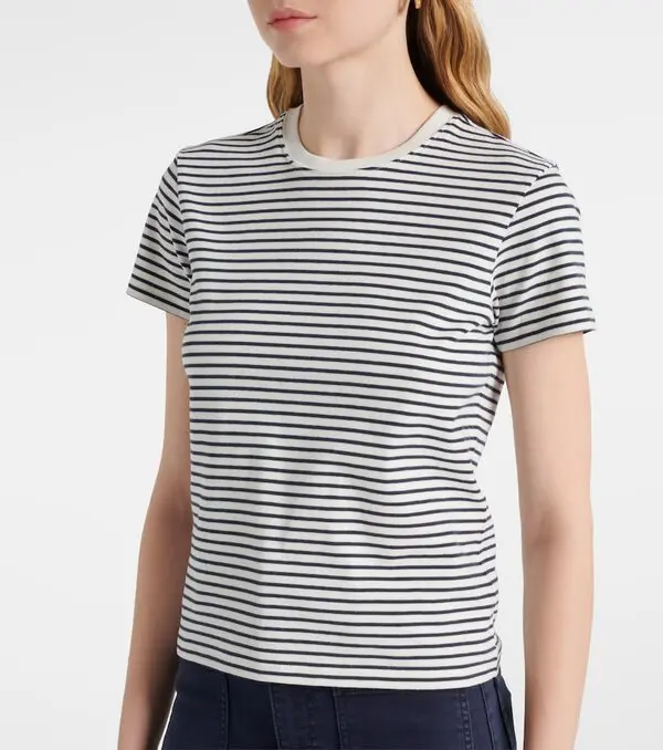 FRAME Striped Organic Cotton T-shirt - Black