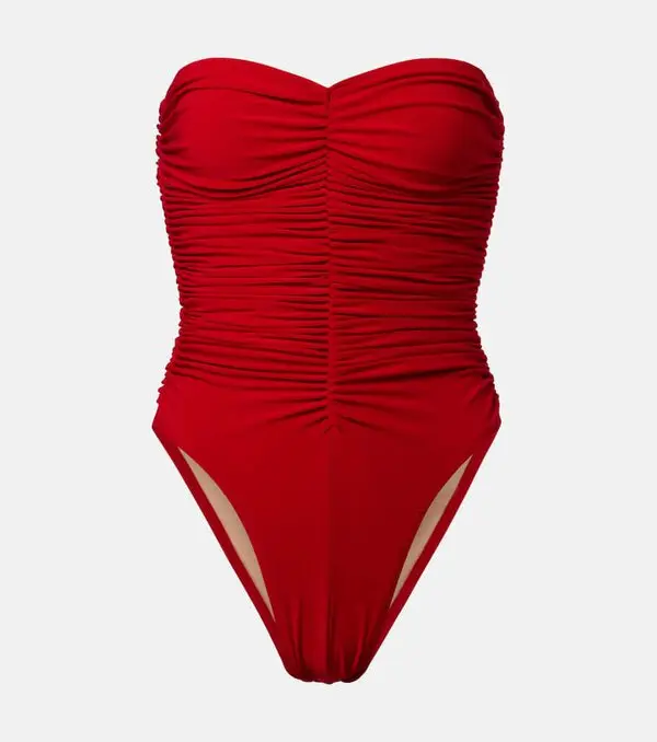 Norma Kamali Marissa Slinky Ruched Swimsuit - Red