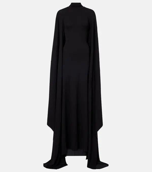 Balenciaga Caped Jersey Gown - Black