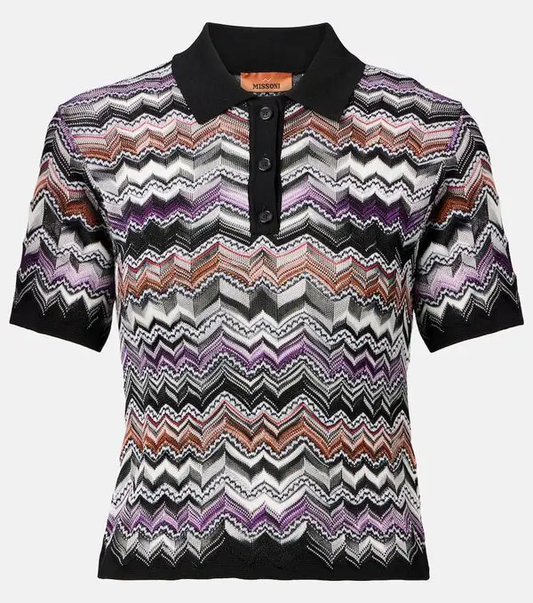 Missoni Zigzag Knitted Polo Shirt