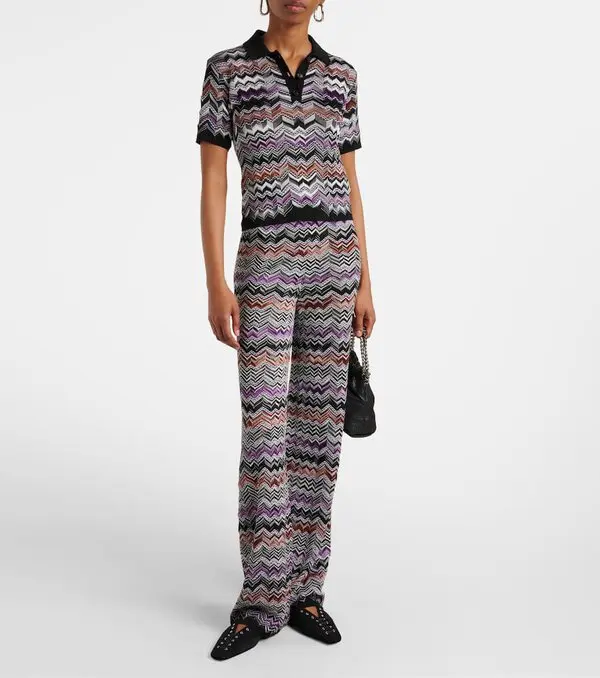 Missoni Zigzag Knitted Polo Shirt