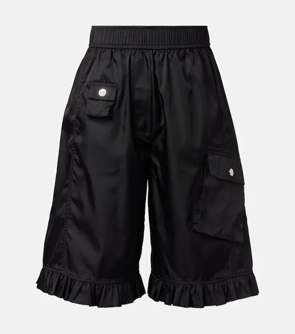 GANNI Ruffled Cargo Shorts - Black