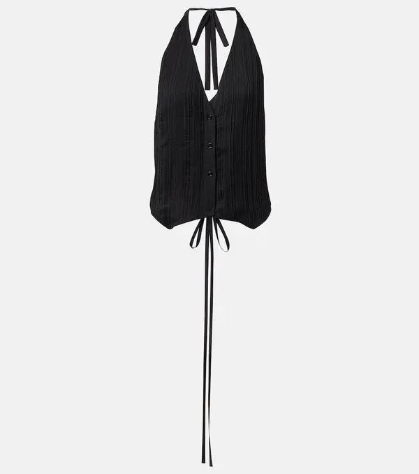 JOSEPH Suez Pleated Halterneck Vest - Black