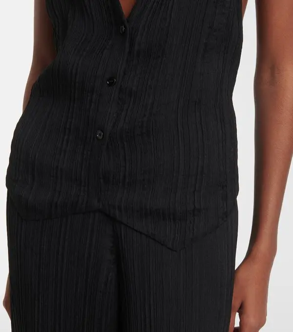 JOSEPH Suez Pleated Halterneck Vest - Black