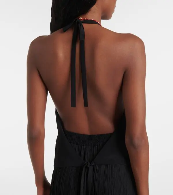 JOSEPH Suez Pleated Halterneck Vest - Black
