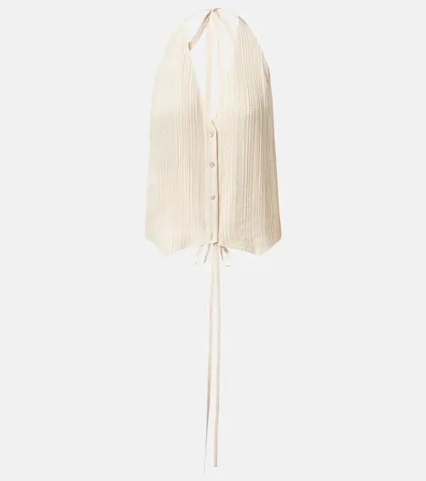 JOSEPH Suez Pleated Halterneck Vest - White