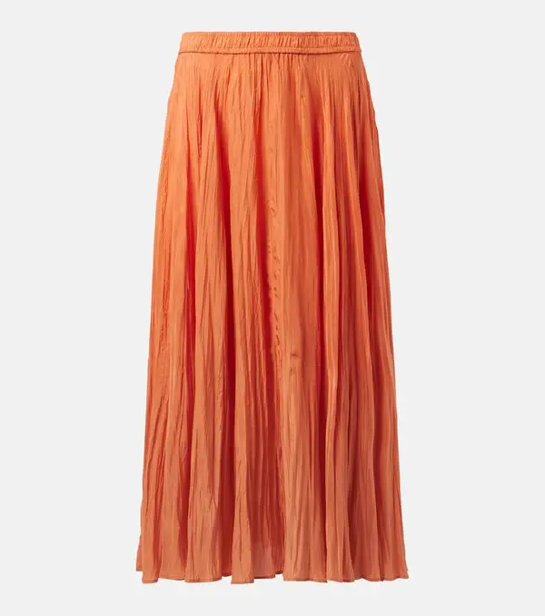 JOSEPH Sully Silk Midi Skirt - Orange