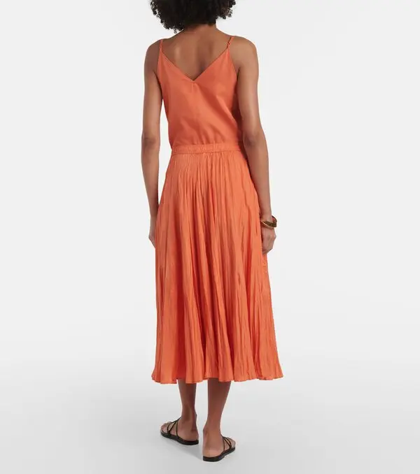 JOSEPH Sully Silk Midi Skirt - Orange
