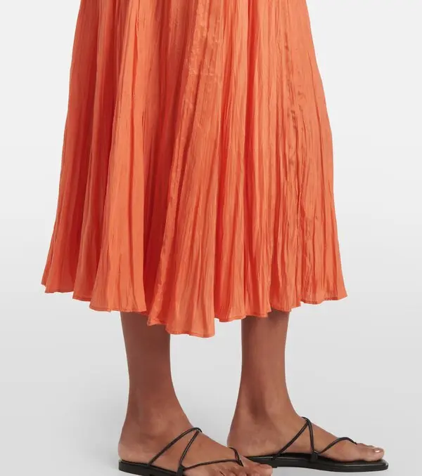 JOSEPH Sully Silk Midi Skirt - Orange