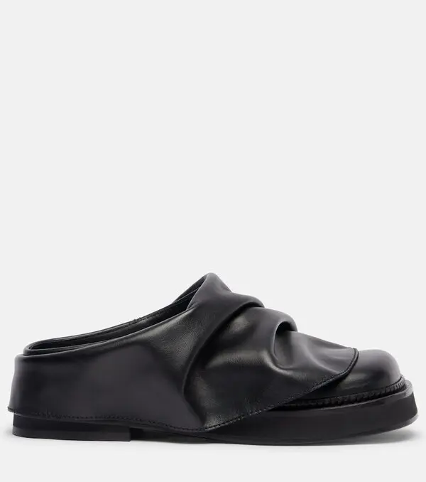 Attico Mini Robin Leather Mules - Black