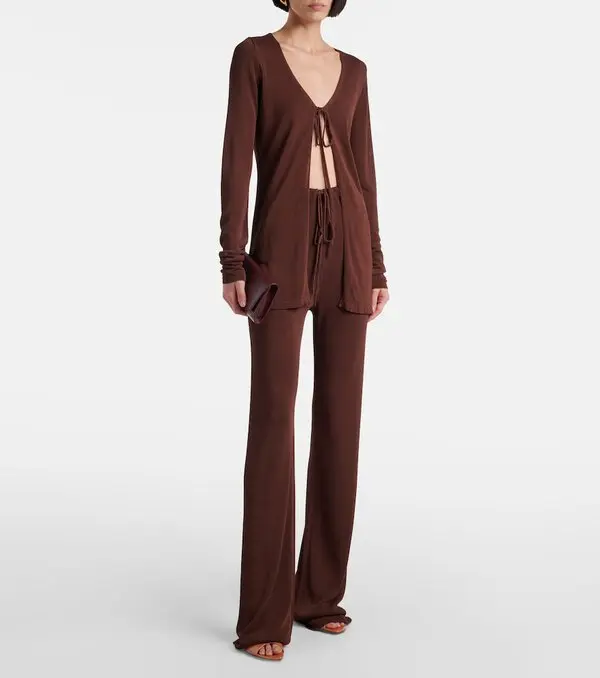AYA MUSE Ribbed-knit Flared Pants