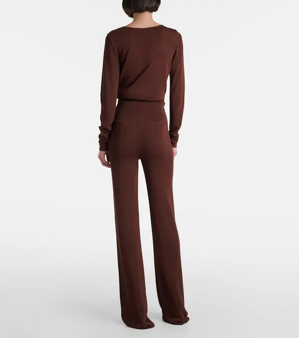 AYA MUSE Ribbed-knit Flared Pants